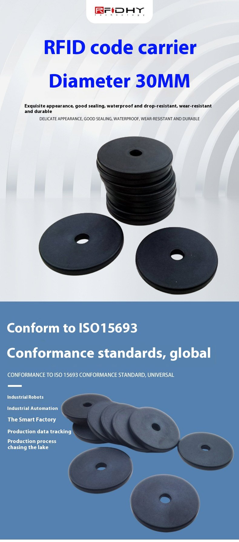 Industry 4.0 RFID Tag – High-Frequency 30mm Industrial Code Carrier for ...